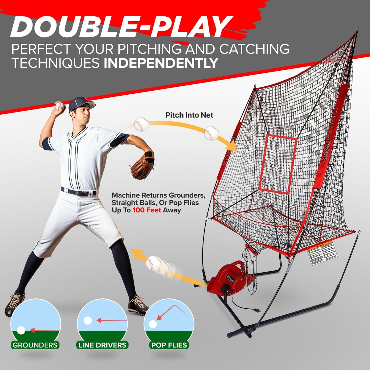 Heater Sports Double Play Pitch Back & Pitching Machine DP249 – SGKSports®